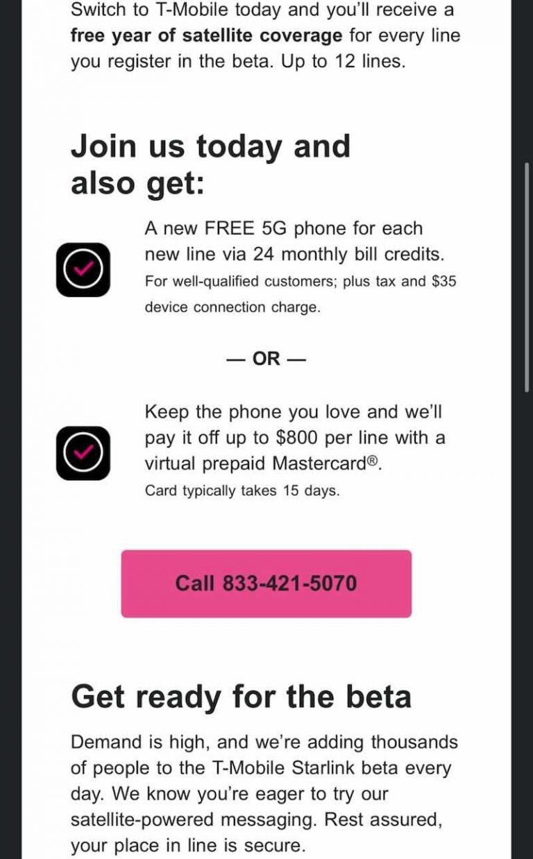 T-Mobile Offers Free Year of Cellular Starlink to Switchers | Beat AT&T ...