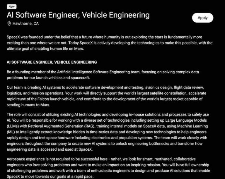 SpaceX Hires AI Engineer: Aerospace Giant Embraces Artificial ...