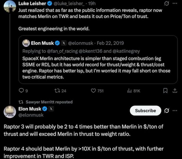 SpaceX Raptor 3 Engine to Beat Merlin by 4X on Cost Efficiency | Elon ...