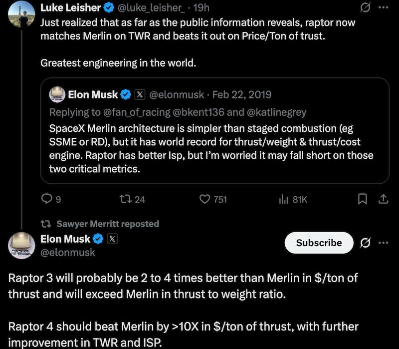 SpaceX Raptor 3 Engine to Beat Merlin by 4X on Cost Efficiency | Elon ...