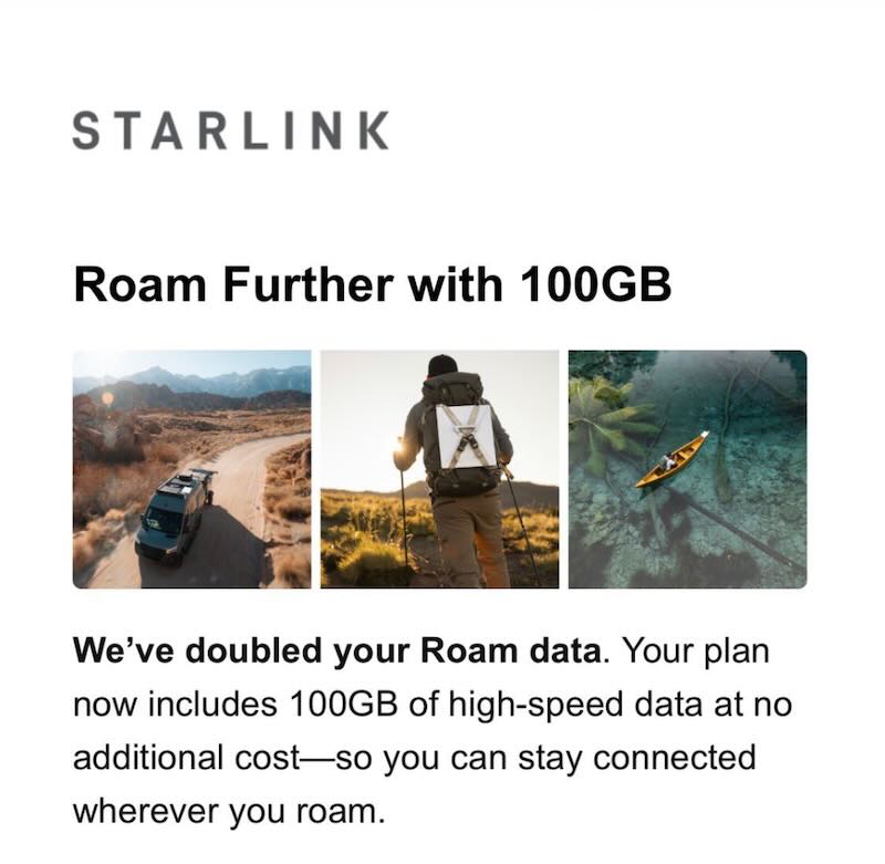 SpaceX Doubles Starlink Roam Data to 100GB from 50GB at Same Price ...